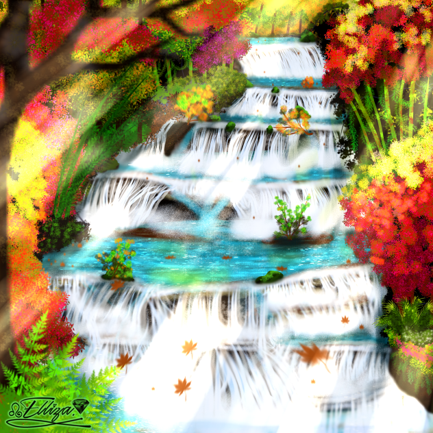 Autumn Waterfall 🍁🍂🏞 FIXED - ibisPaint