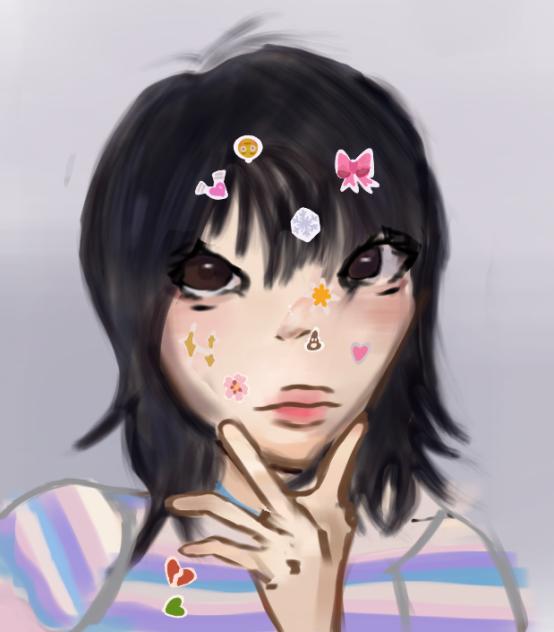 girl with stickers - ibisPaint