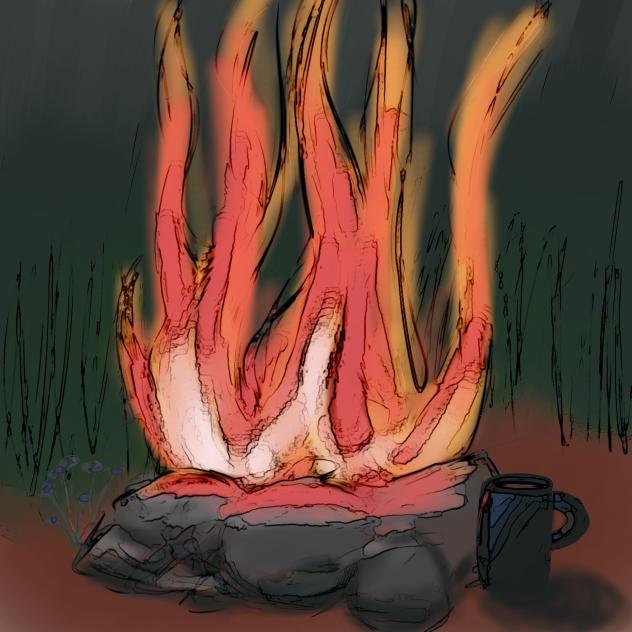 Campfire and a piping hot coffee. - ibisPaint