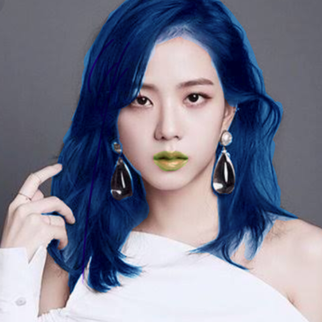 Jisoo in Blue hair and Green lipstick - ibisPaint