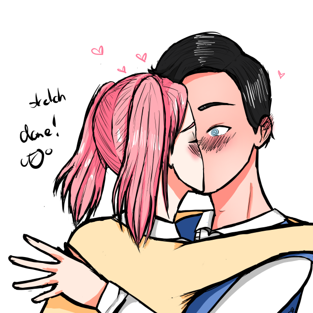 Cute couple kiss base finished - ibisPaint