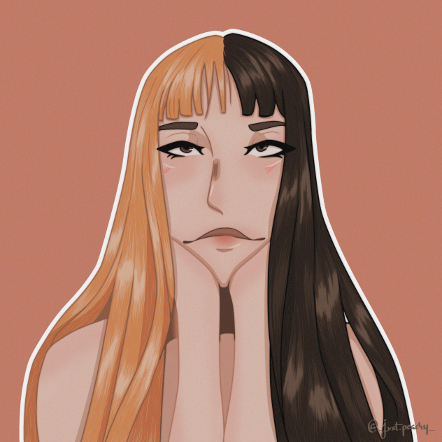 Girl with split dyed hair - ibisPaint