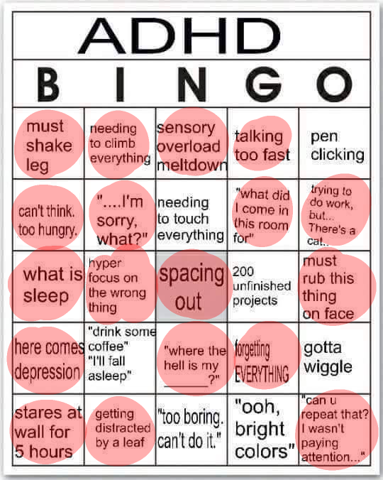 ADHD bingo - ibisPaint