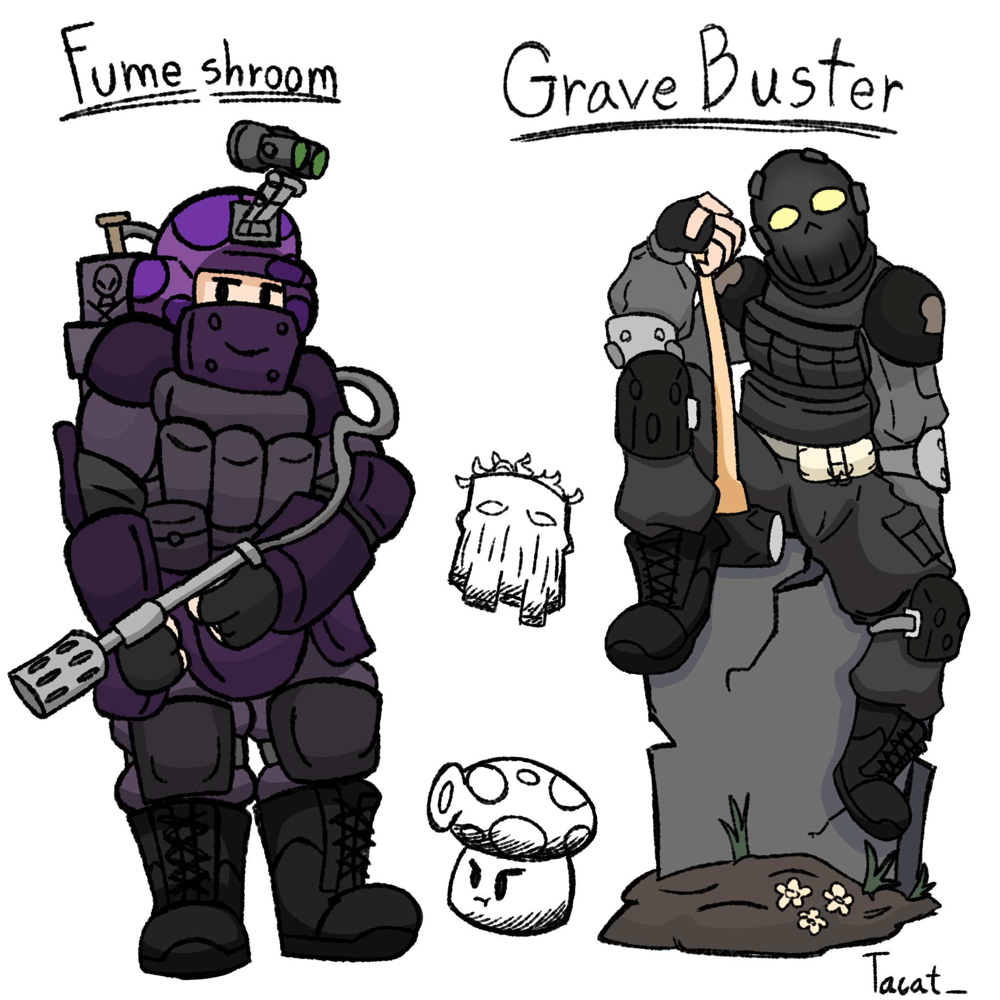 fume shroom and grave buster - ibisPaint