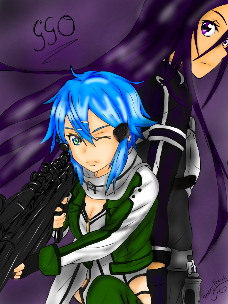 GGO Shinon and Kirito - ibisPaint