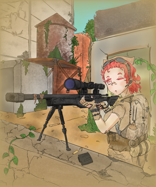 sniper girl お借り塗り絵 - ibisPaint