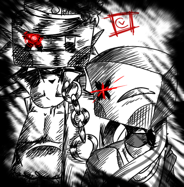 selfie with jotaro that has a box head - ibisPaint