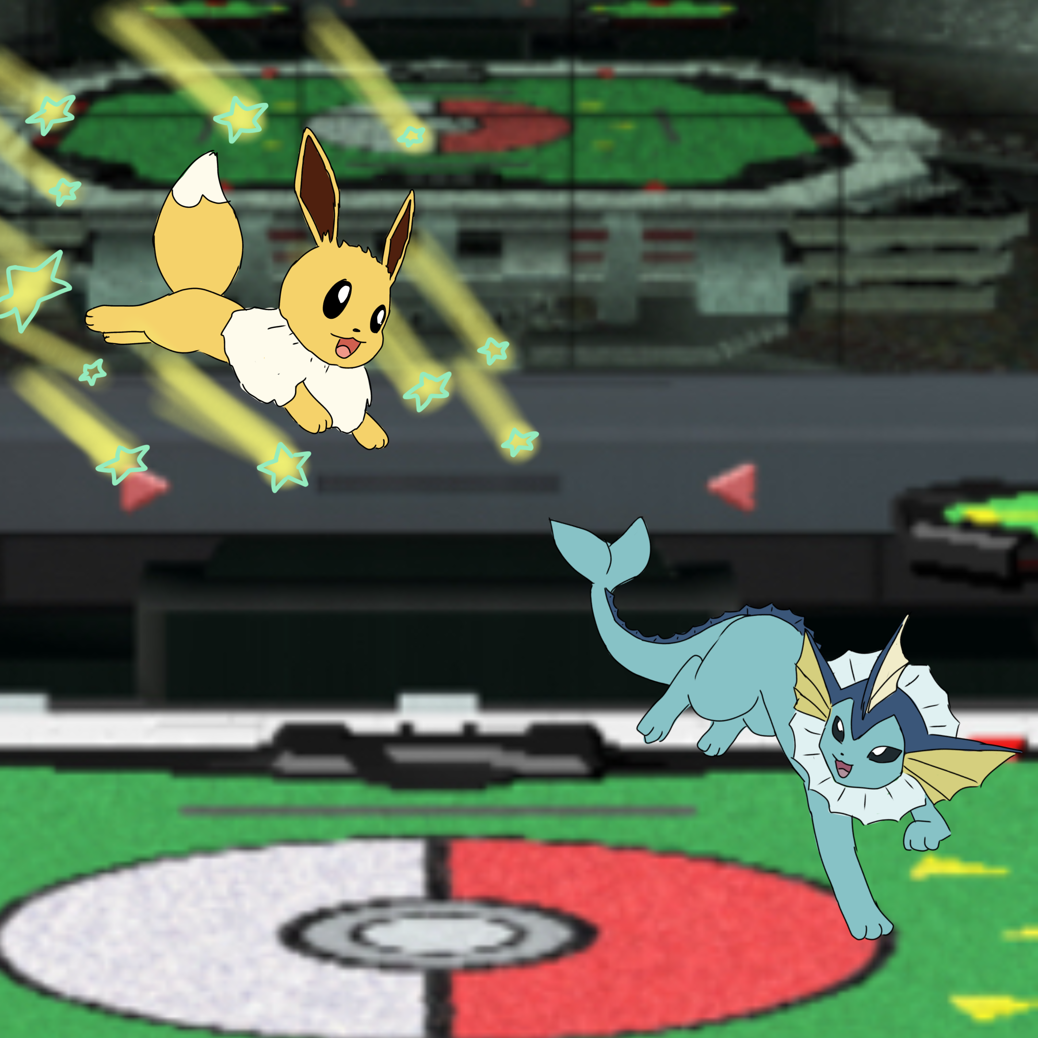 Vapereon vs eevee - ibisPaint
