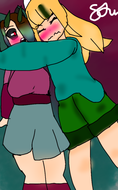 Hotto and Natsuko hugging - ibisPaint