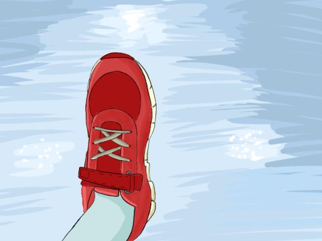shoe stepping in water - ibisPaint