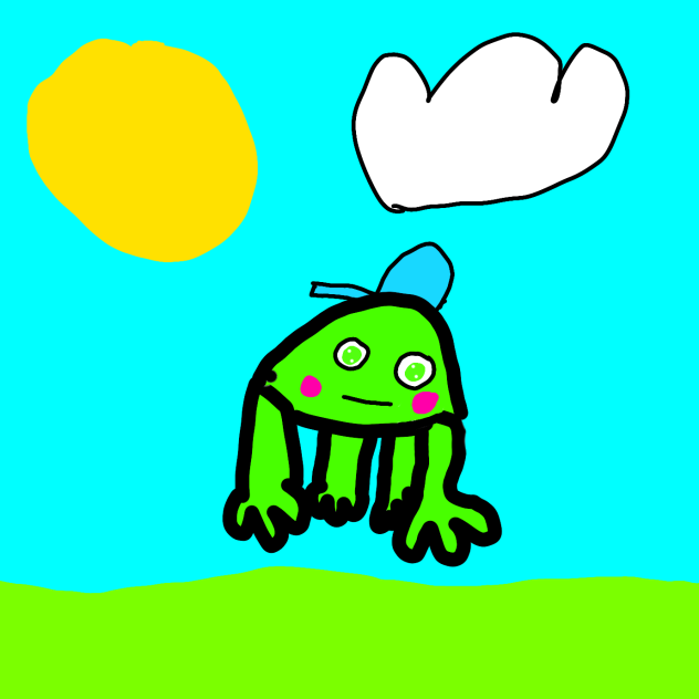 jumping cute frog - ibisPaint