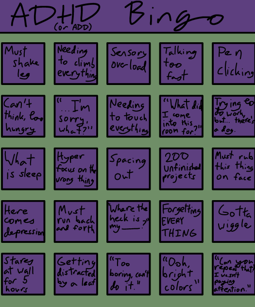 ADHD and ADD Bingo - clean copy - ibisPaint