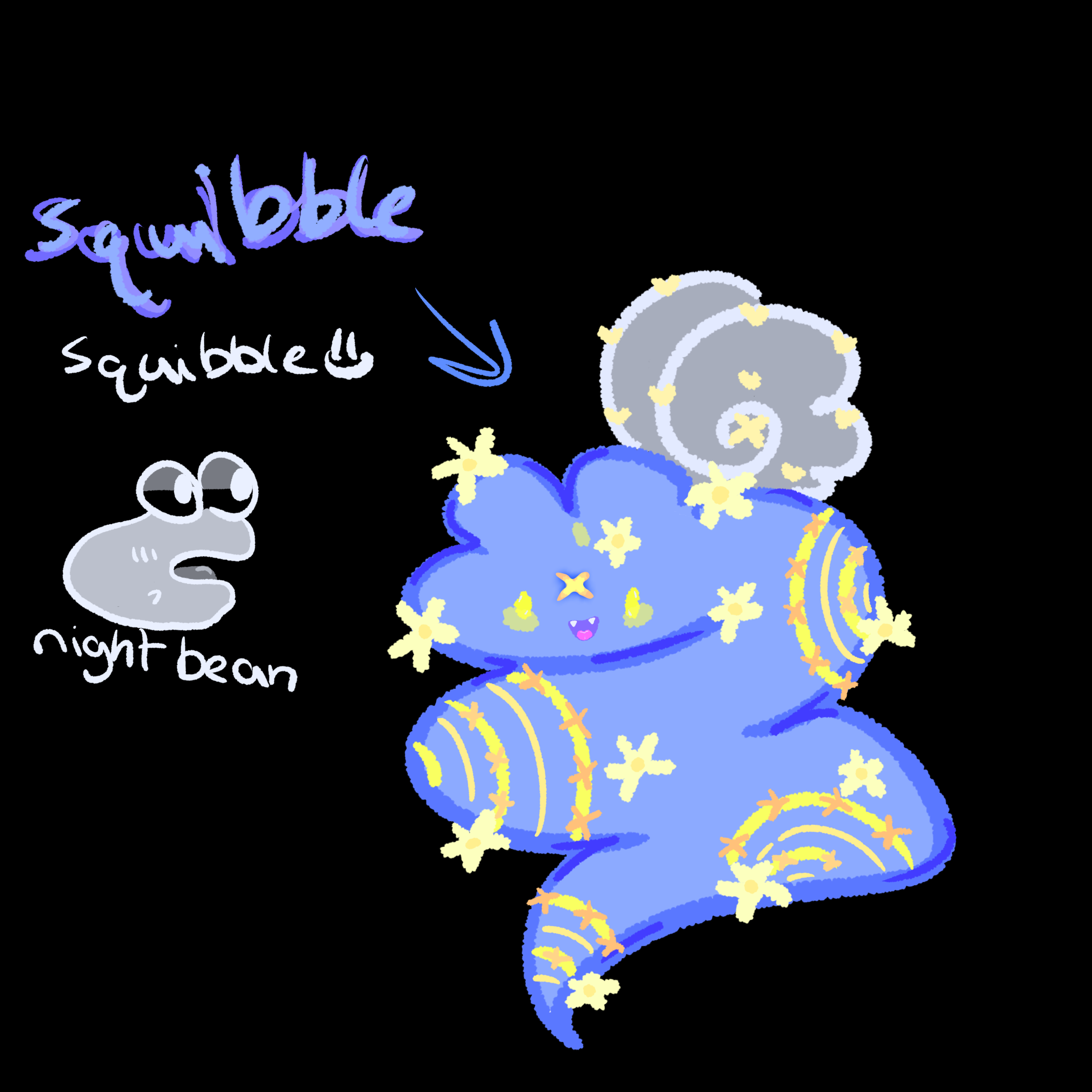 Squibble and night bean - ibisPaint