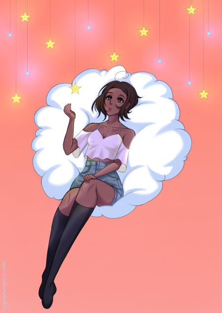 Stars hanged in clear nylon threads - ibisPaint