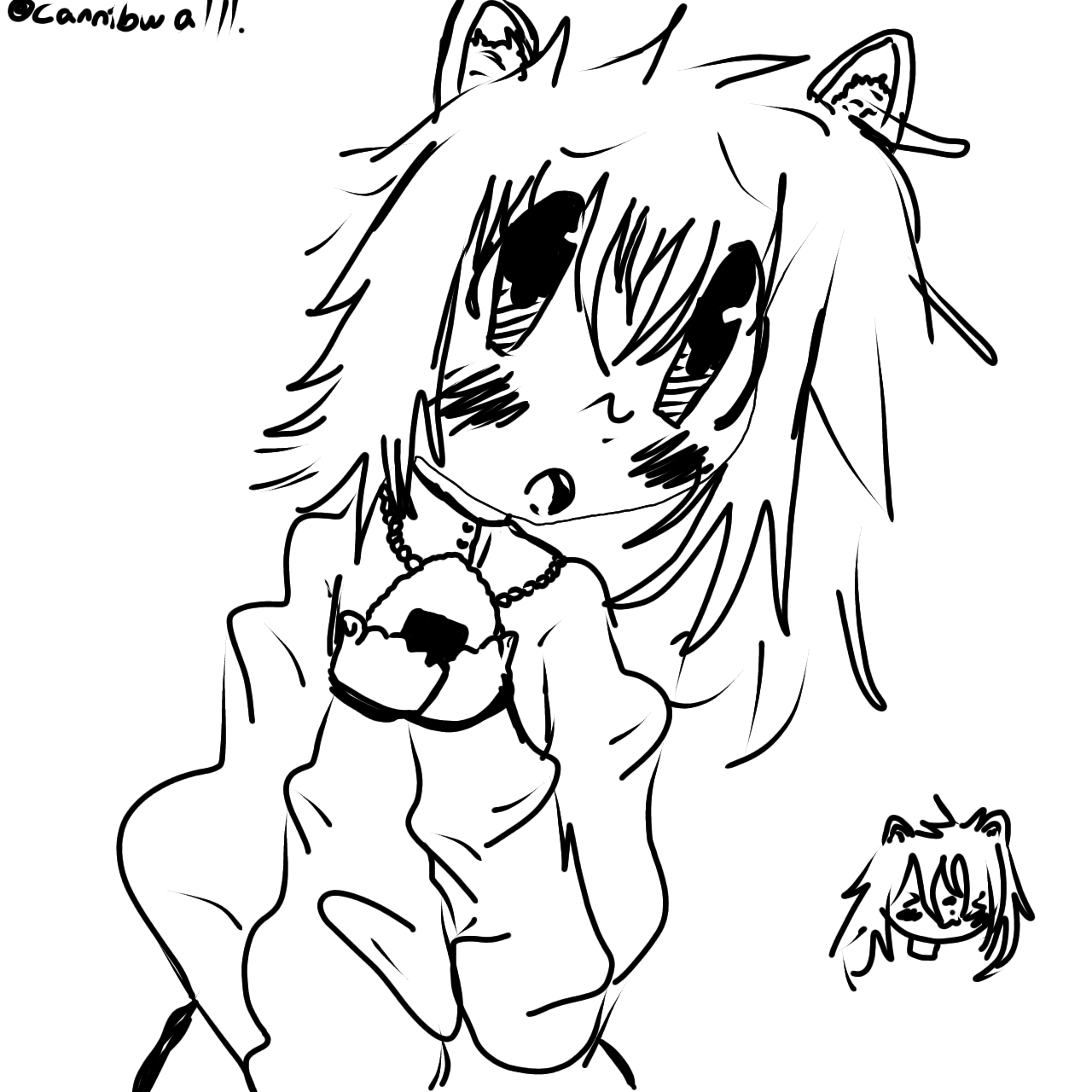 A silly girl with onigiri 🍙 - ibisPaint