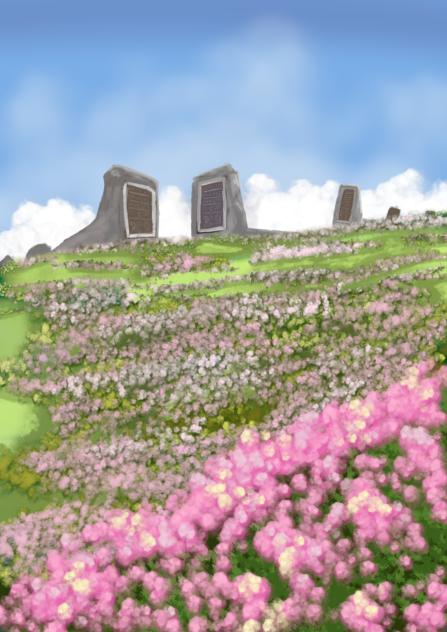 pink flowers field - ibisPaint
