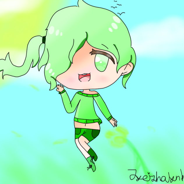 Green screen women chibi - ibisPaint