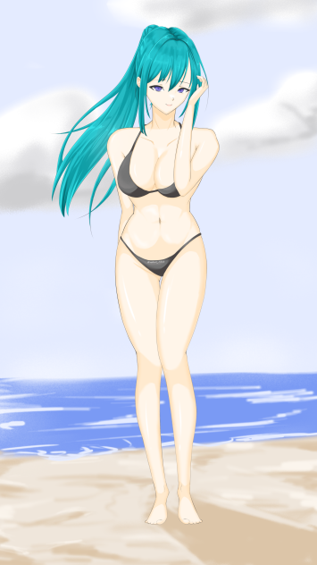 girl on beach - ibisPaint