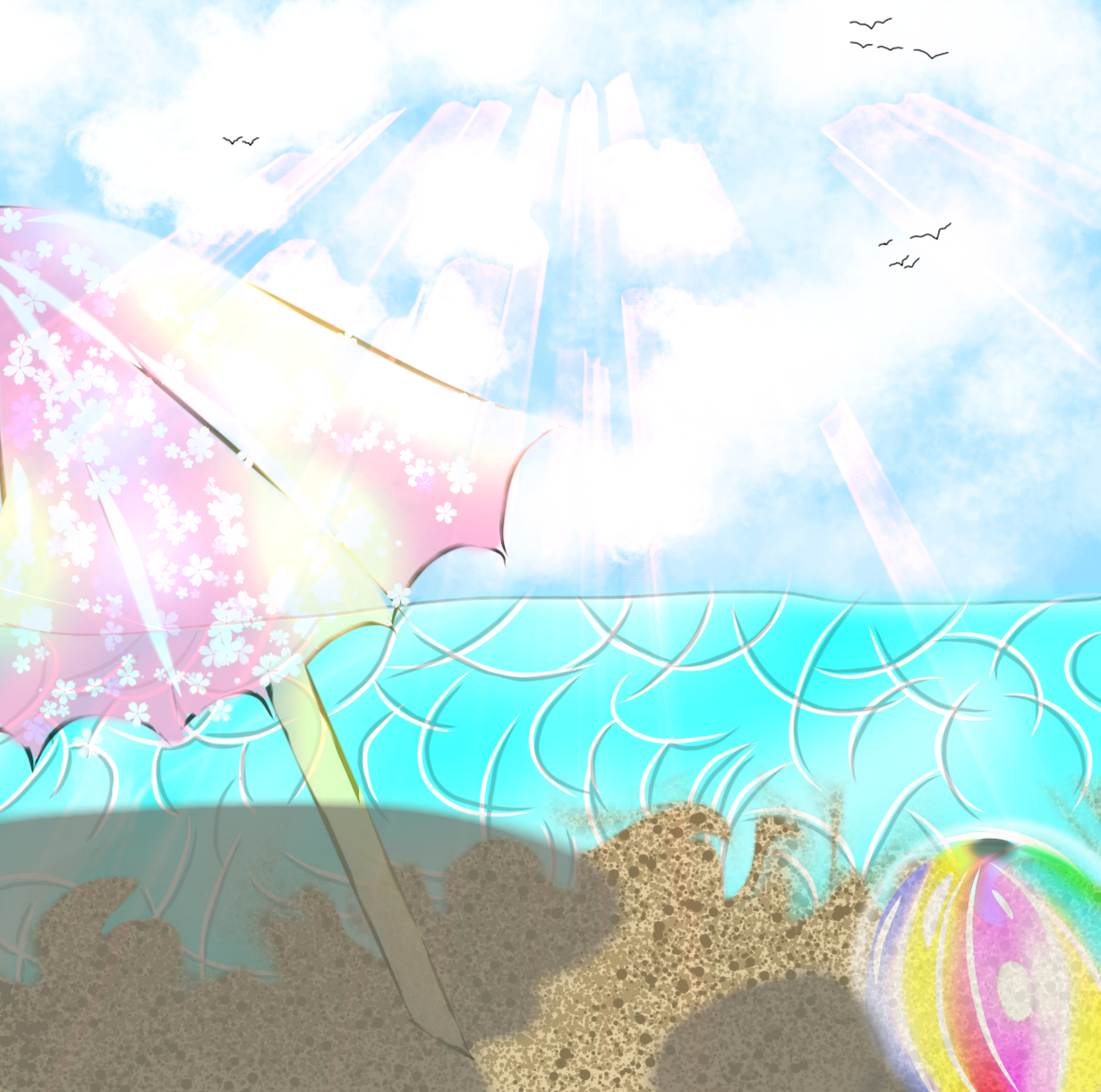 summer beach view - ibisPaint