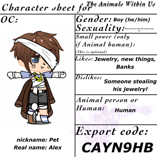 The animals within us character sheet - ibisPaint
