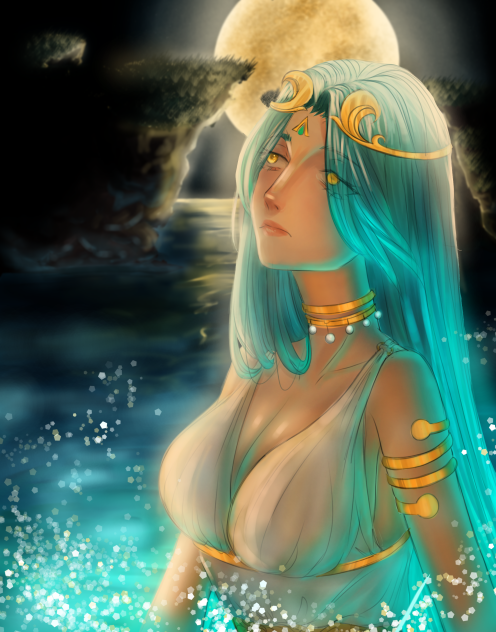 ocean beside moon - ibisPaint
