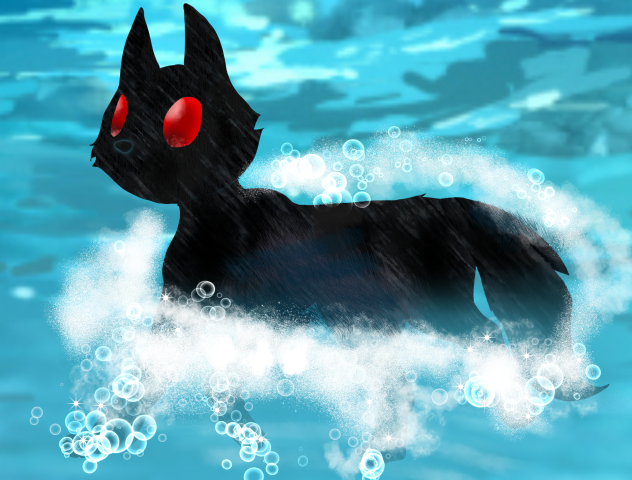 Cute swimming wolf - ibisPaint