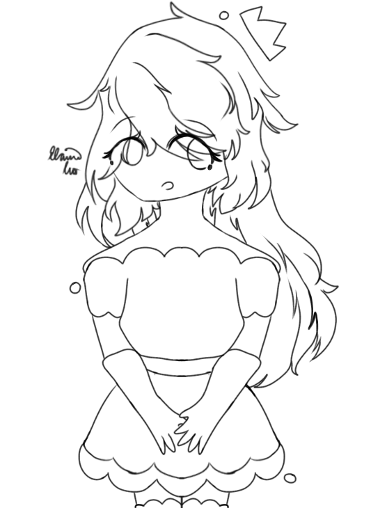 A Princess with a Small Crown Lineart - ibisPaint