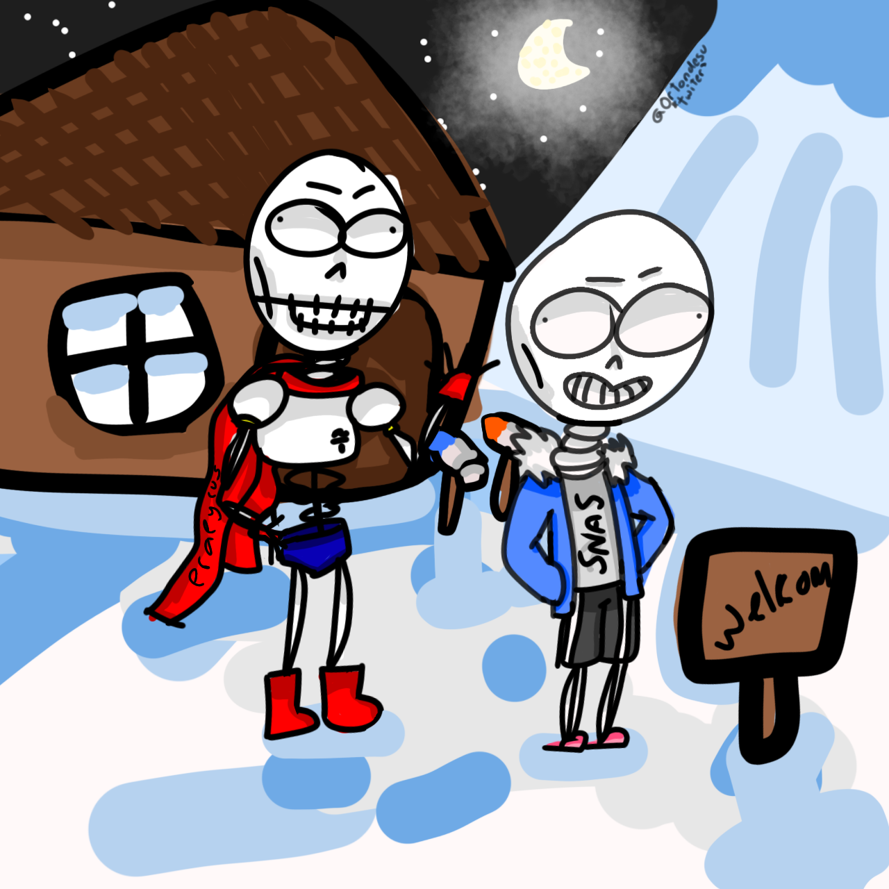 Snas,Prapyrus aka Derp Sans and Papyrus - ibisPaint