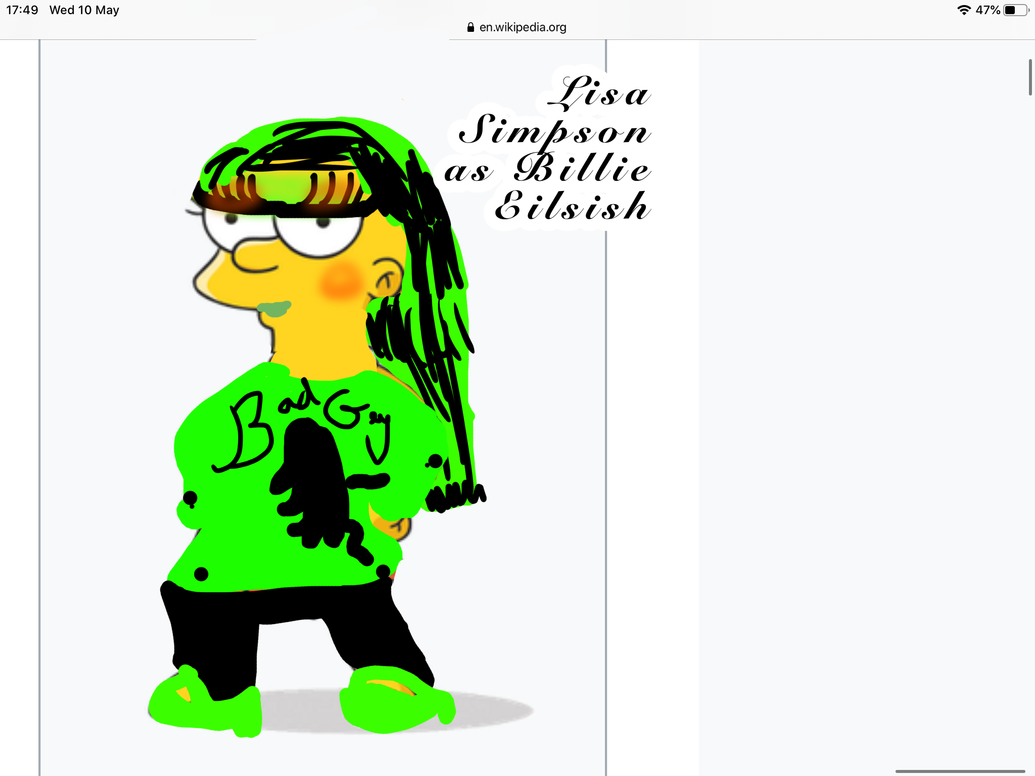 Lisa Simpson as billie Eilish - ibisPaint