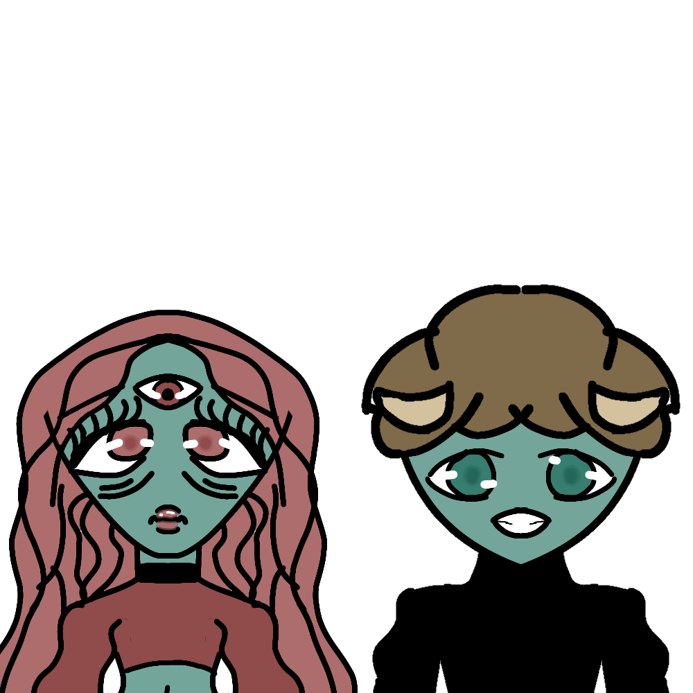 a very sad alien and the opposite alien - ibisPaint