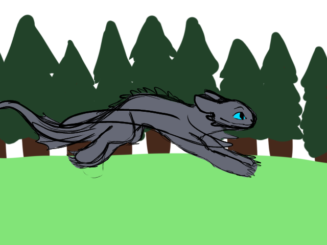 (Thoothless)Running throught forest - ibisPaint
