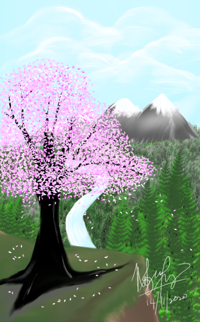 First digital landscape drawing - ibisPaint