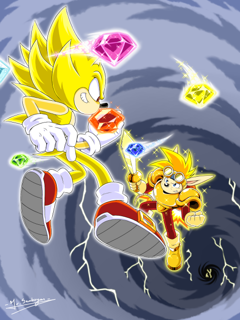 Super Sonic vs. Gold Sparkster - ibisPaint