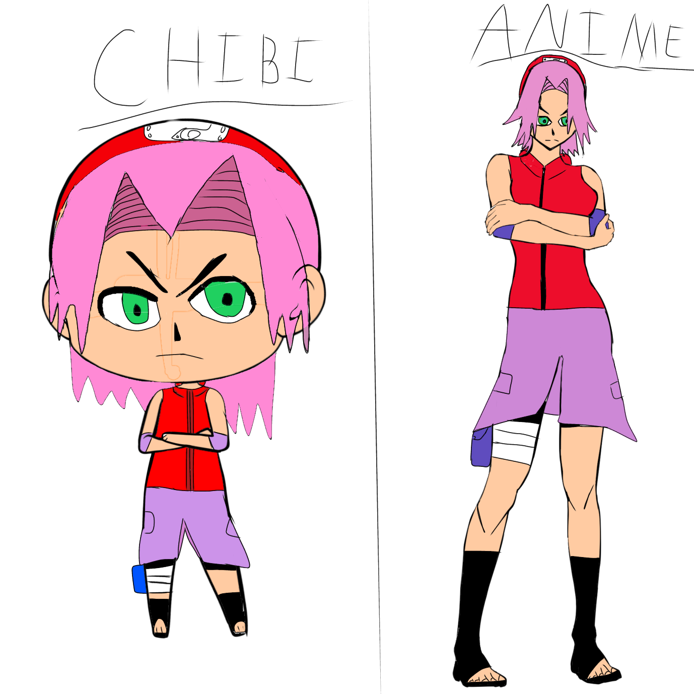 Sakura chibi vs Anime - ibisPaint