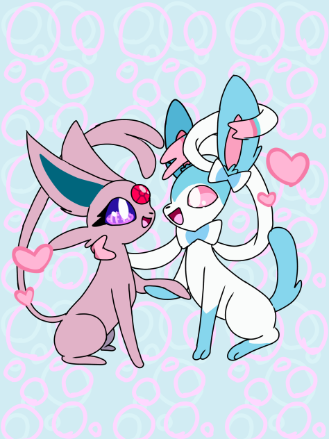 Shiny sylveon (Male) x espeon (female) - ibisPaint