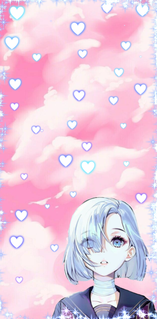 Pink sky with a blue girl - ibisPaint