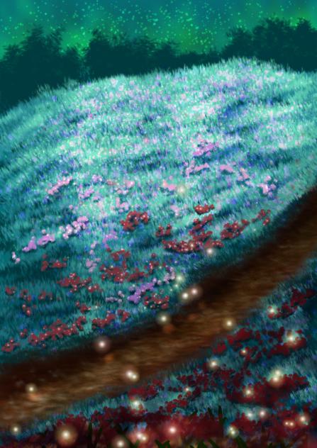 grass field at night - ibisPaint