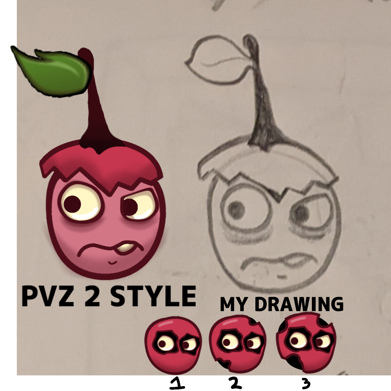 pvz 2 concept, cherry pit - ibisPaint