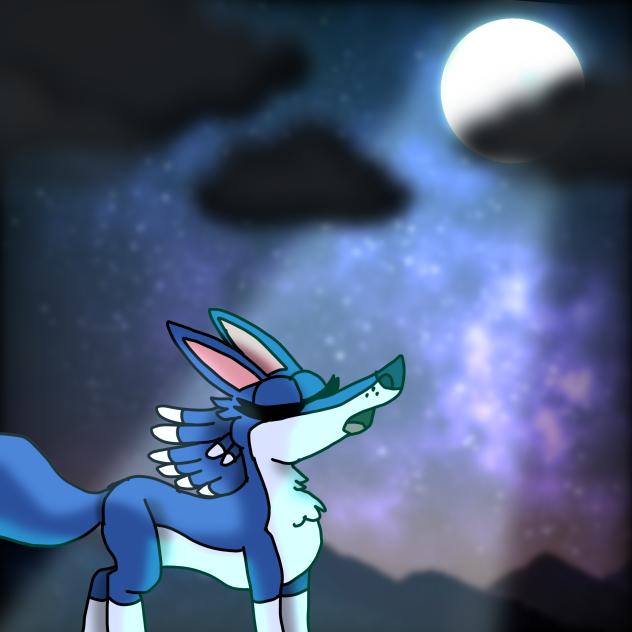 Gracie Howls at the Full Moon. - ibisPaint