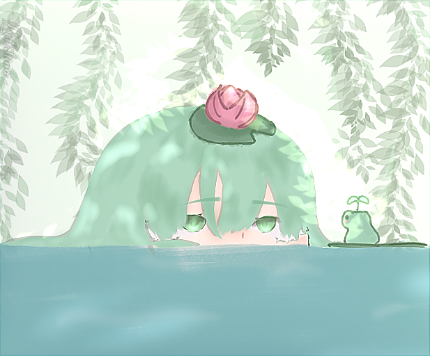 A girl and a frog - ibisPaint