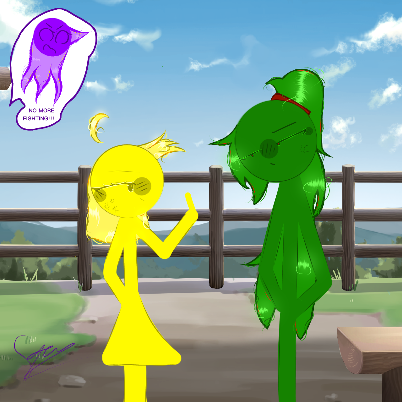 Kathy and Spike is fighting - ibisPaint