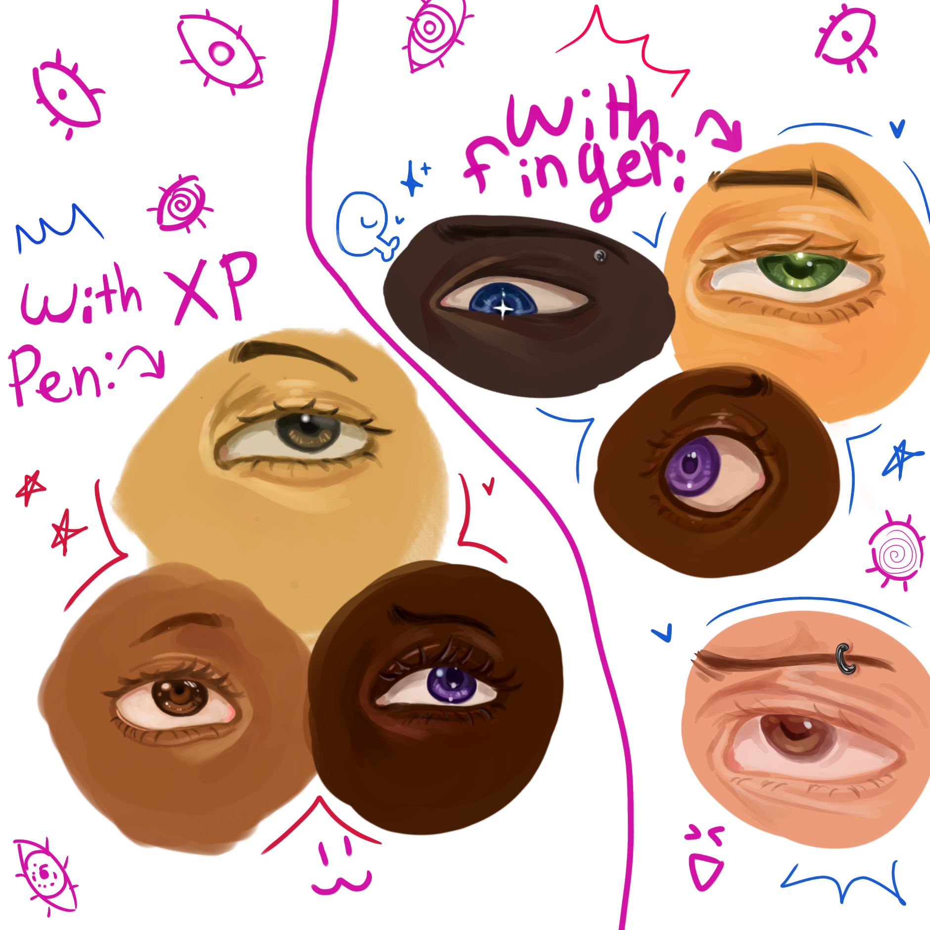 With XP Pen v.s. With Finger - ibisPaint