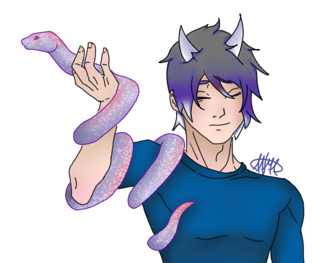 pendragon with pet snake ( ghost) - ibisPaint