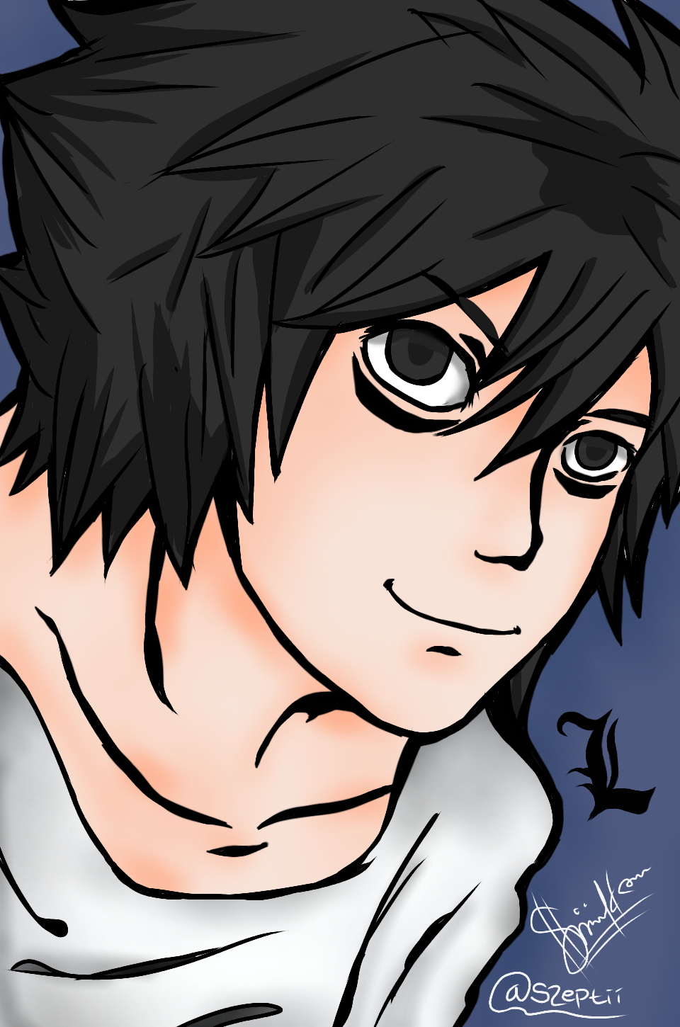 L Lawliet death note - speed drawing - ibisPaint