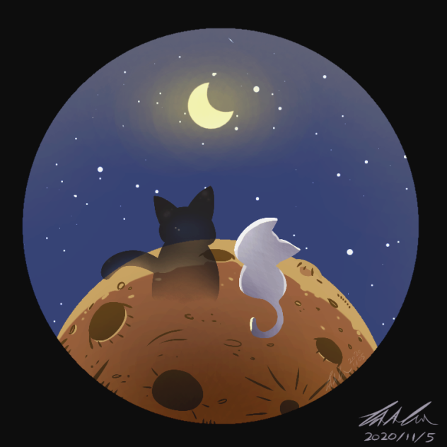cats and the moon - ibisPaint