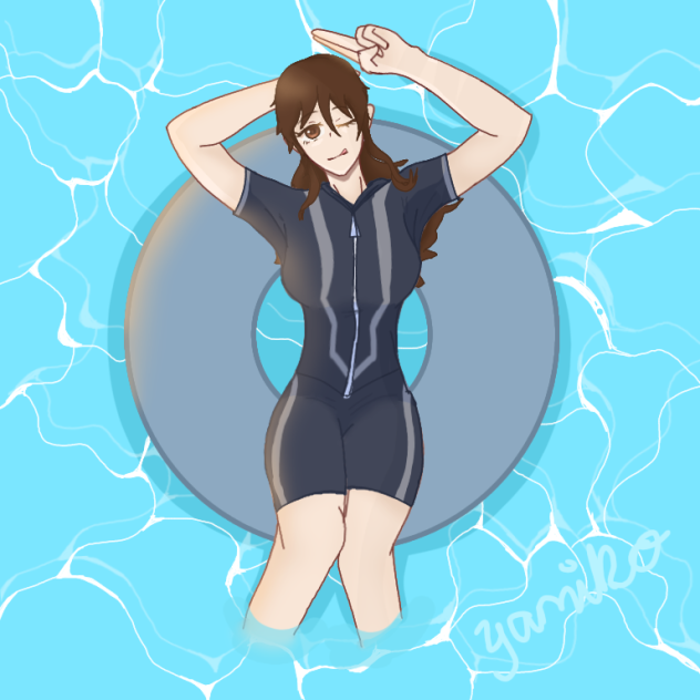 chilling in the swimming pool - ibisPaint