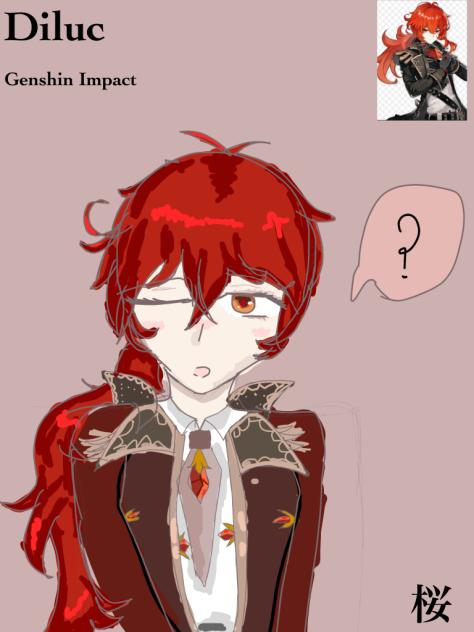 Diluc from genshin Impact x3 - ibisPaint