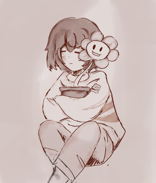 Frisk (and flowey) from UNDERTALE - ibisPaint