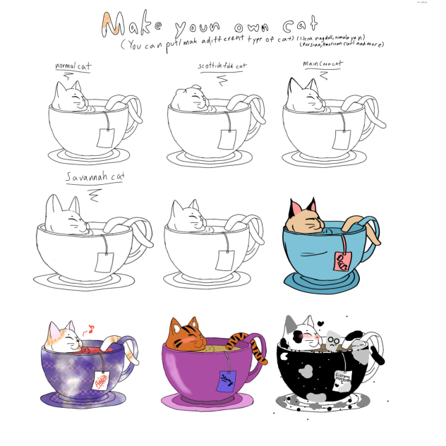 Tea cup Cat collab with Stormy. - ibisPaint