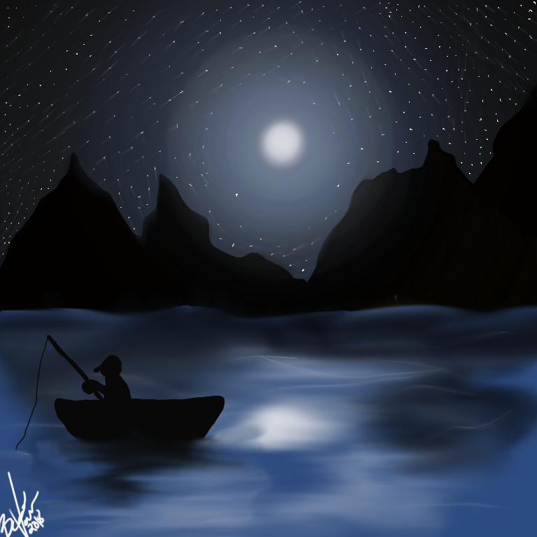 Night time fishing - ibisPaint